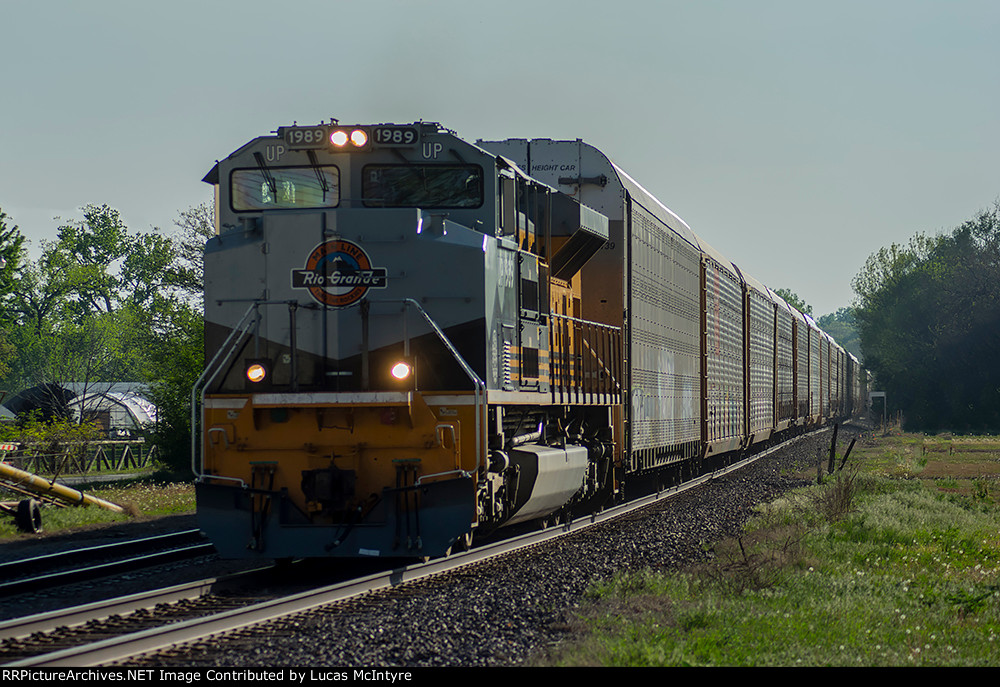UP 1989 - DRGW Heritage Unit eastbound UP autorack train